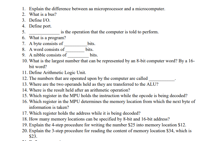 Solved 1. Explain the difference between aa microprocessor | Chegg.com