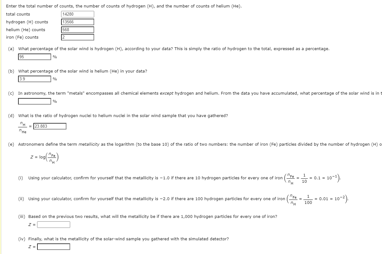 Solved Enter the total number of counts, the number of | Chegg.com