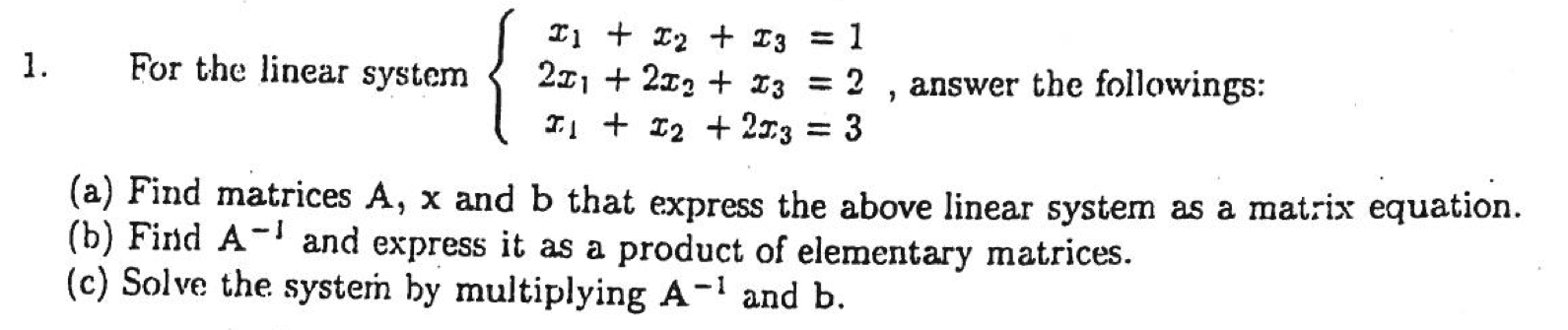 Solved 1. For the linear system | Chegg.com