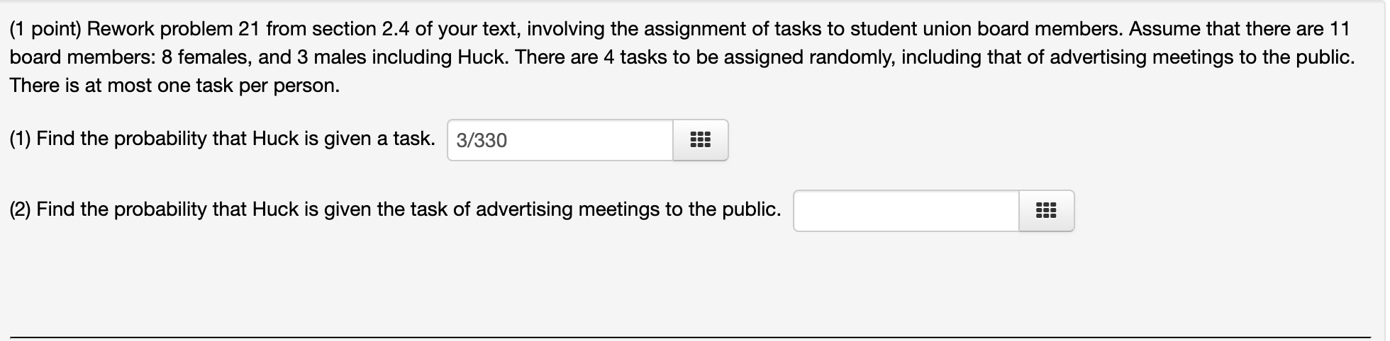 Solved (1 point) Rework problem 21 from section 2.4 of your | Chegg.com