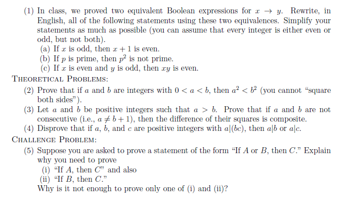 Solved 1 In Class We Proved Two Equivalent Boolean