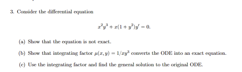 Solved 3. Consider the differential equation | Chegg.com