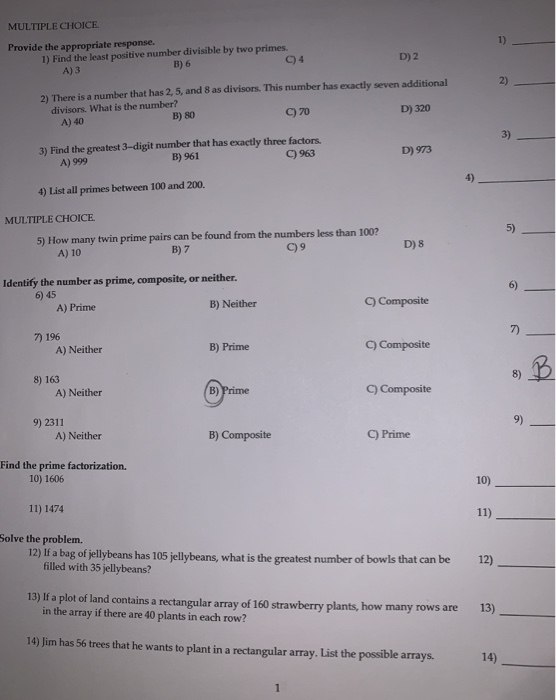 Solved MULTIPLE CHOICE 1) Provide the appropriate response. | Chegg.com