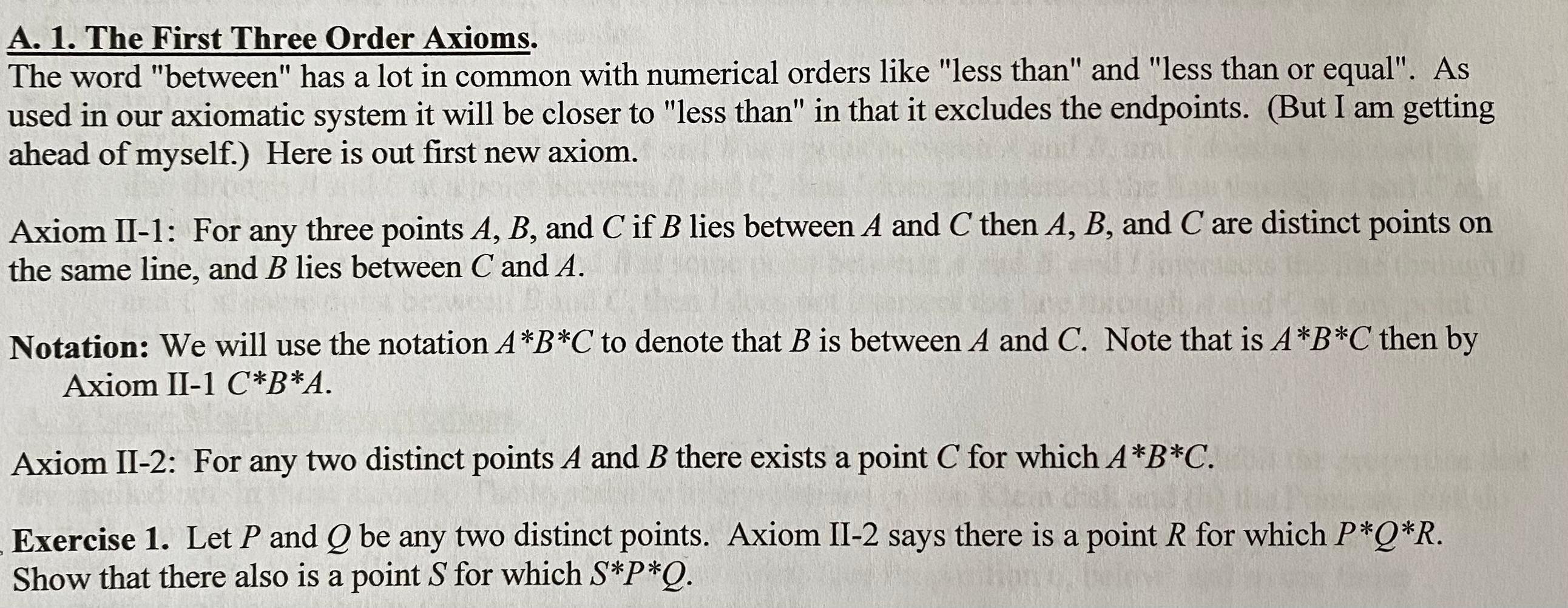 Solved A. 1. The First Three Order Axioms. The word | Chegg.com
