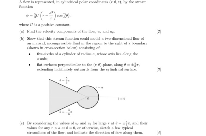 Solved A flow is represented, in cylindrical polar | Chegg.com