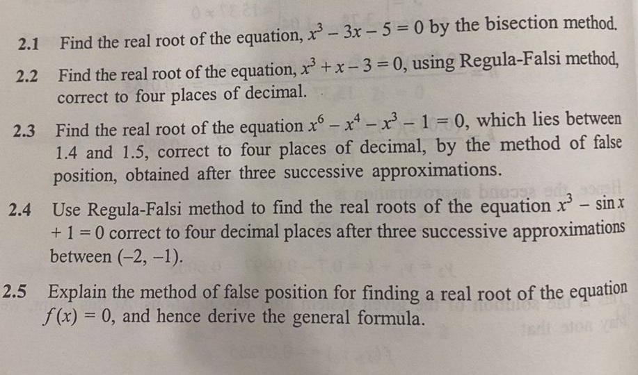 Solved 2 1 Find The Real Root Of The Equation X3 3x Chegg