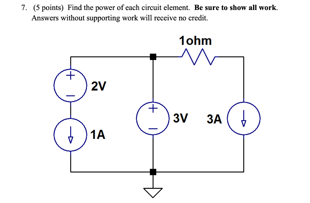 Solved 7. (5 points) Find the power of each circuit element. | Chegg.com