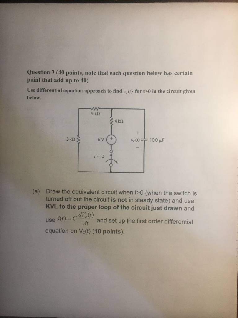 Solved Use the differential equation approach to find Vc(t) | Chegg.com