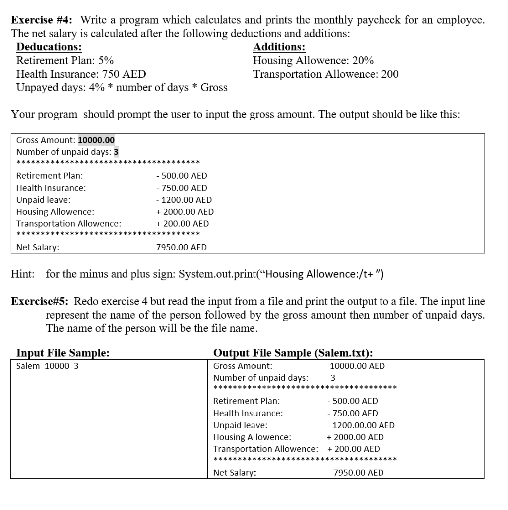 Solved Exercise #4: Write a program which calculates and | Chegg.com