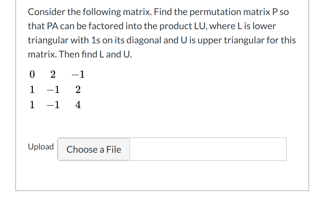 Solved Consider the following matrix. Find the permutation | Chegg.com