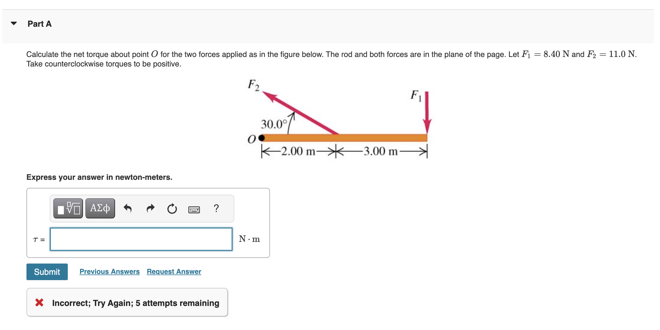 Solved Calculate the net torque about point O for the two | Chegg.com