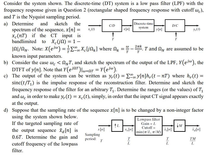 Consider the system shown. The discrete-time (DT) | Chegg.com