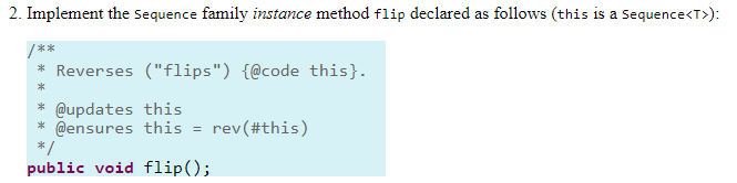 2. Implement the sequence family instance method flip | Chegg.com