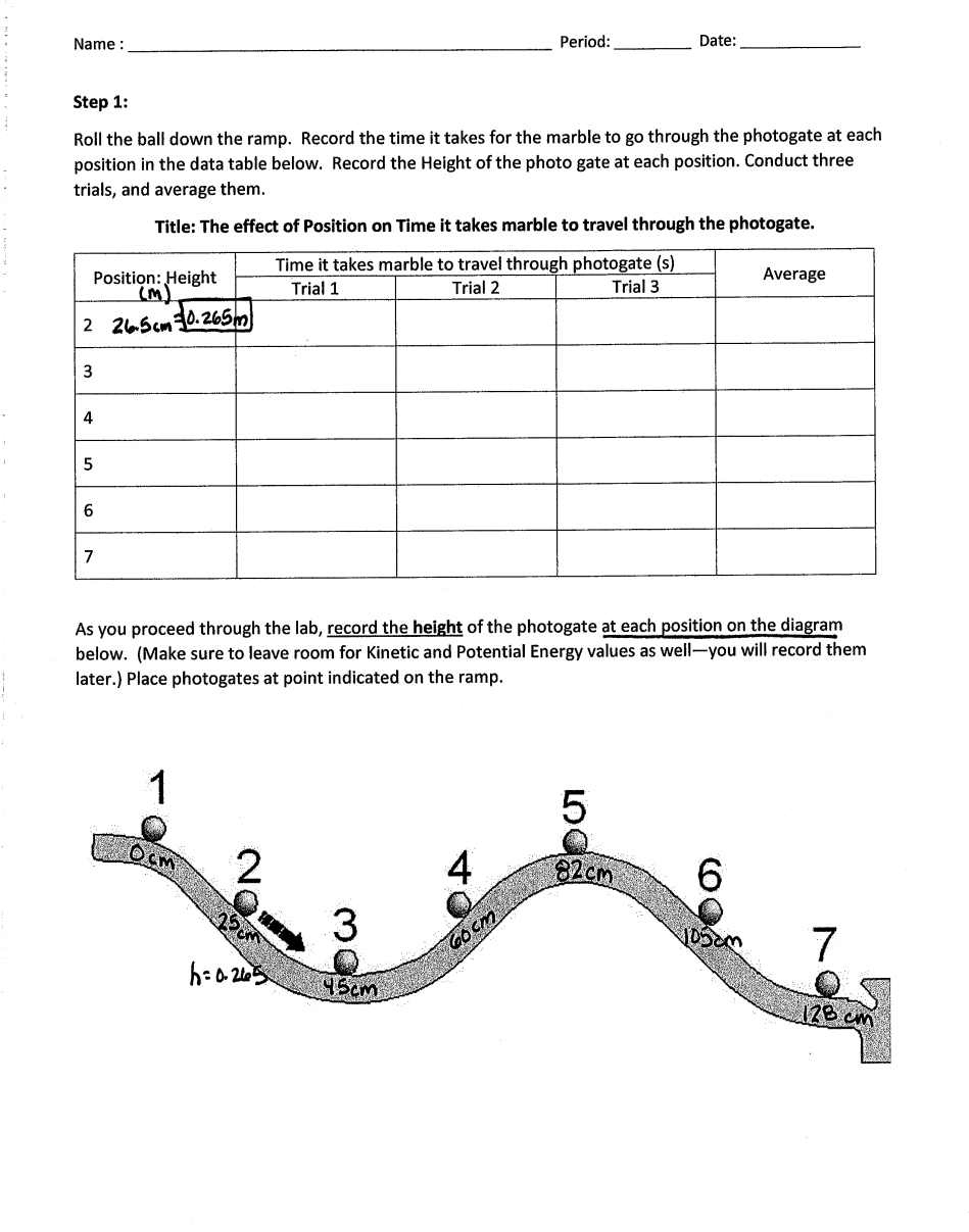 Kinetic and Potential Energy Lab"Energy" is a term | Chegg.com