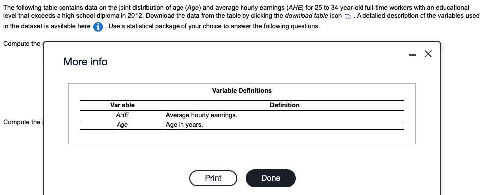 Solved The following table contains data on the joint | Chegg.com
