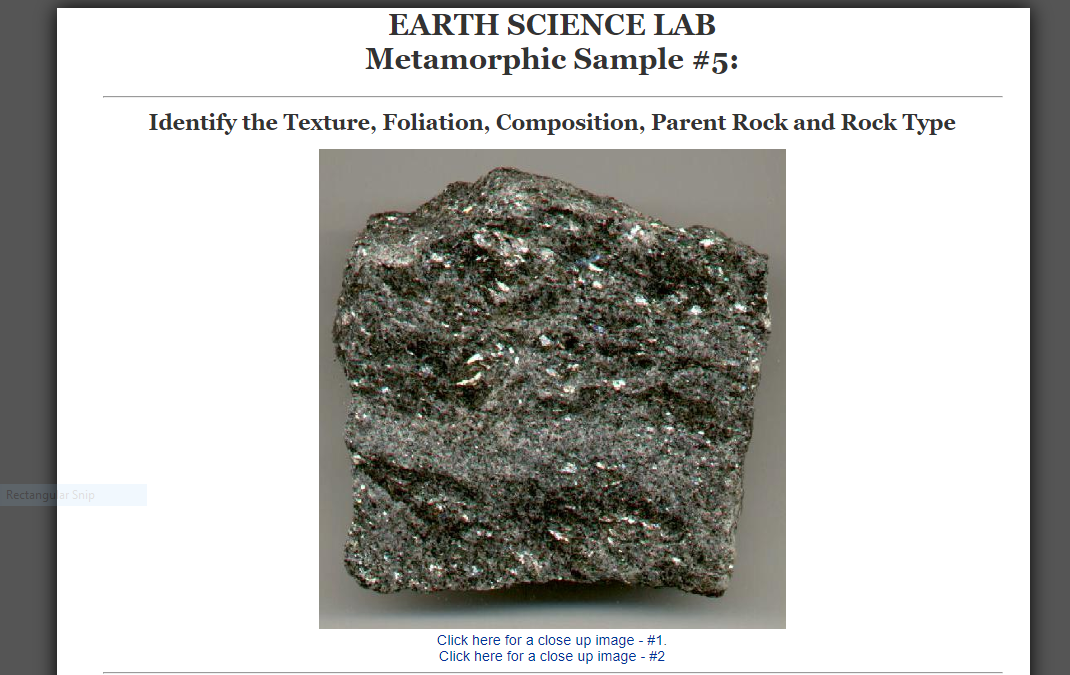 Solved EARTH SCIENCE LAB Metamorphic Sample #5: Identify the | Chegg.com