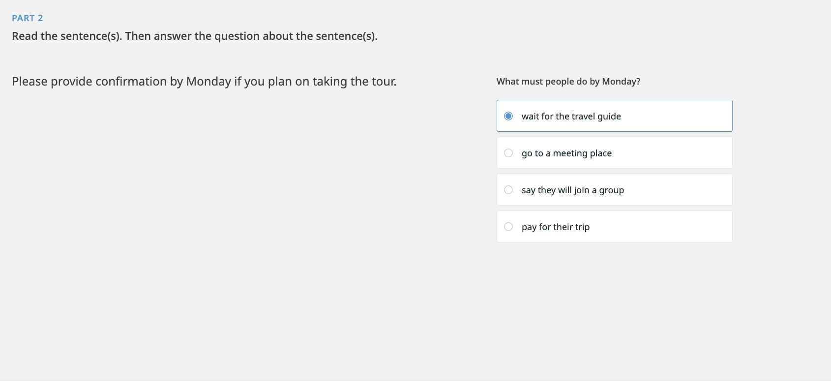 Solved PART 2Read the sentence(s). ﻿Then answer the question | Chegg.com