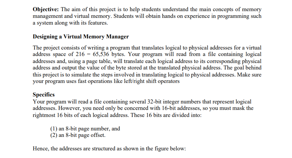 Solved Objective: The aim of this project is to help | Chegg.com