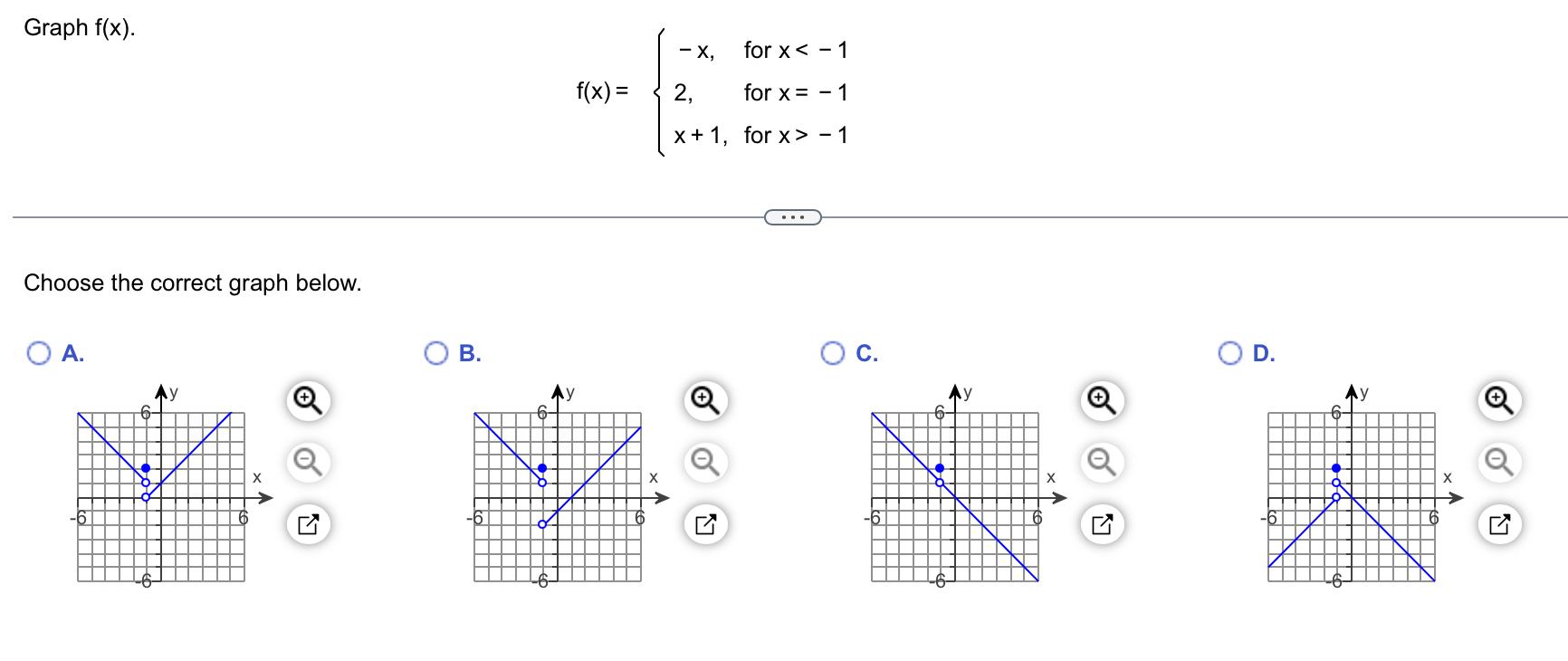 Solved Graph f(x).f(x)={(-x, ﻿for x