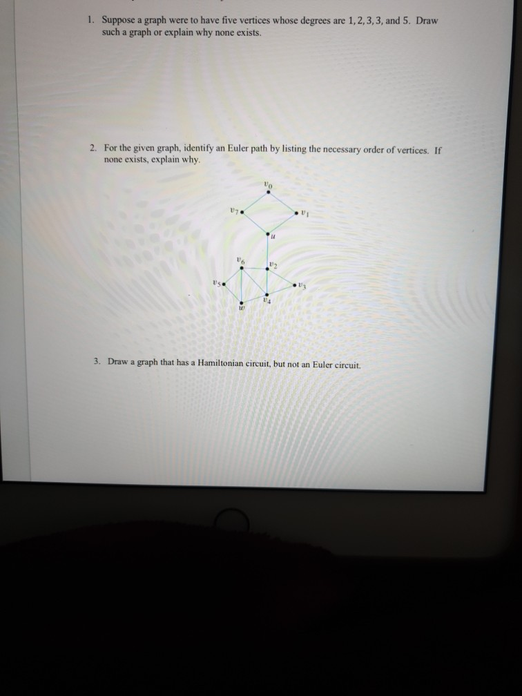 Solved 1 Suppose A Graph Were To Have Five Vertices Whose 