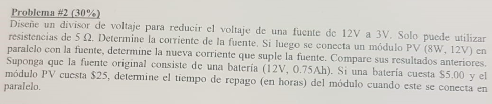 Solved Problemi a #2 (30%) Diseñe un divisor de voltaje para | Chegg.com