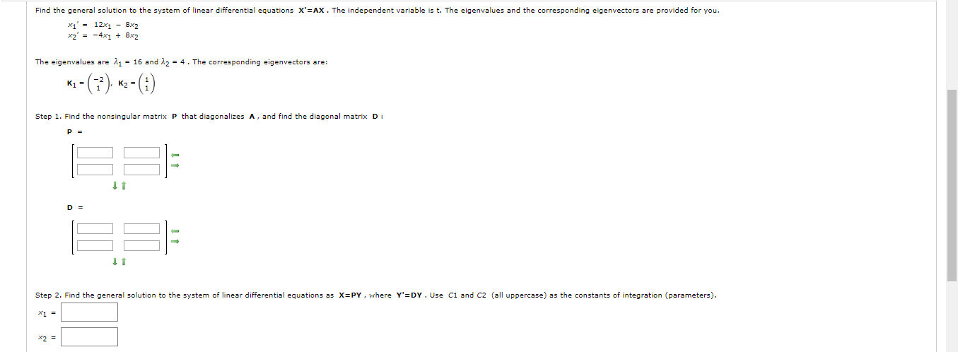 Solved Find the general solution to the system of linear | Chegg.com