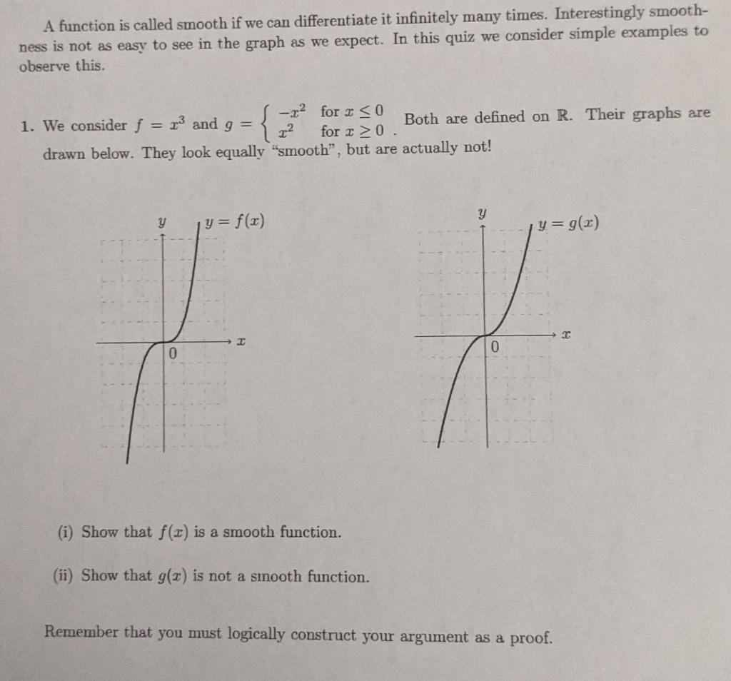 Solved A function is called smooth if we can differentiate | Chegg.com