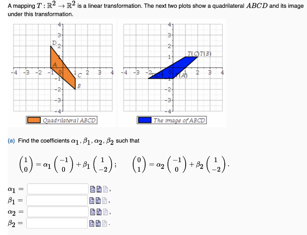 Solved A mapping T:R2→R2 is a linear transformation. The | Chegg.com
