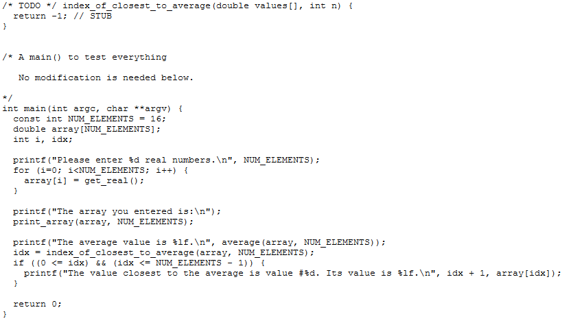 Solved Complete this program in C. Read this program to | Chegg.com