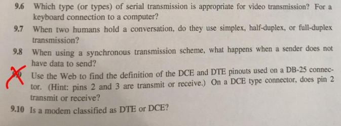 Solved 9.6 Which type (or types) of serial transmission is | Chegg.com