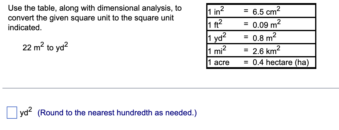 Solved Use the table, along with dimensional analysis, | Chegg.com