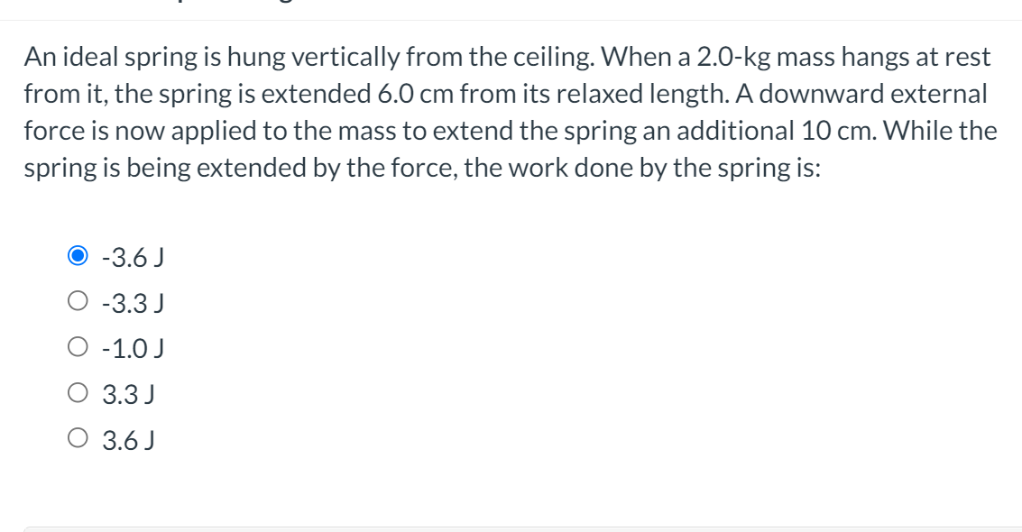 Solved An ideal spring is hung vertically from the ceiling. | Chegg.com