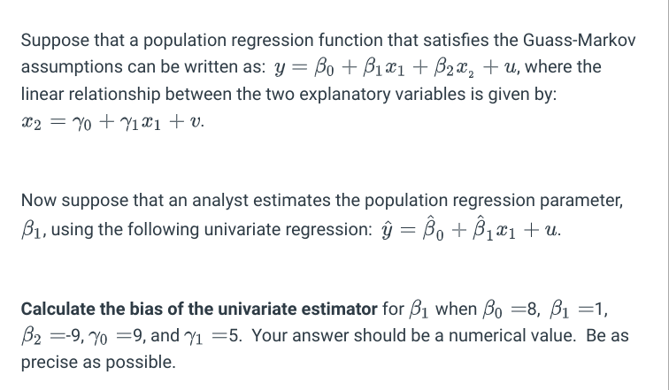 Solved Suppose that a population regression function that | Chegg.com