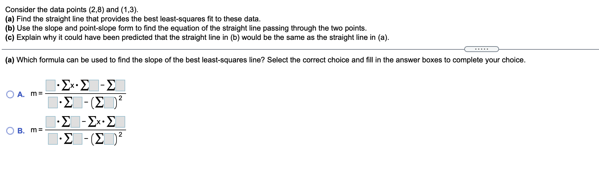 Solved Consider the data points (2,8) and (1,3). (a) Find | Chegg.com