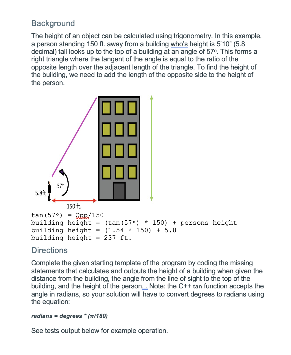 Solved Background The height of an object can be calculated | Chegg.com
