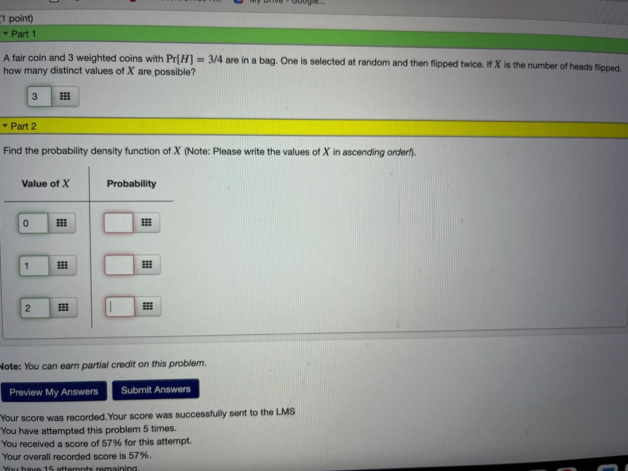 Solved A fair coin and 3 weighted coins with Pr[H]=3/4 are | Chegg.com