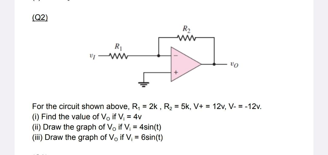 Solved For the circuit shown above, | Chegg.com