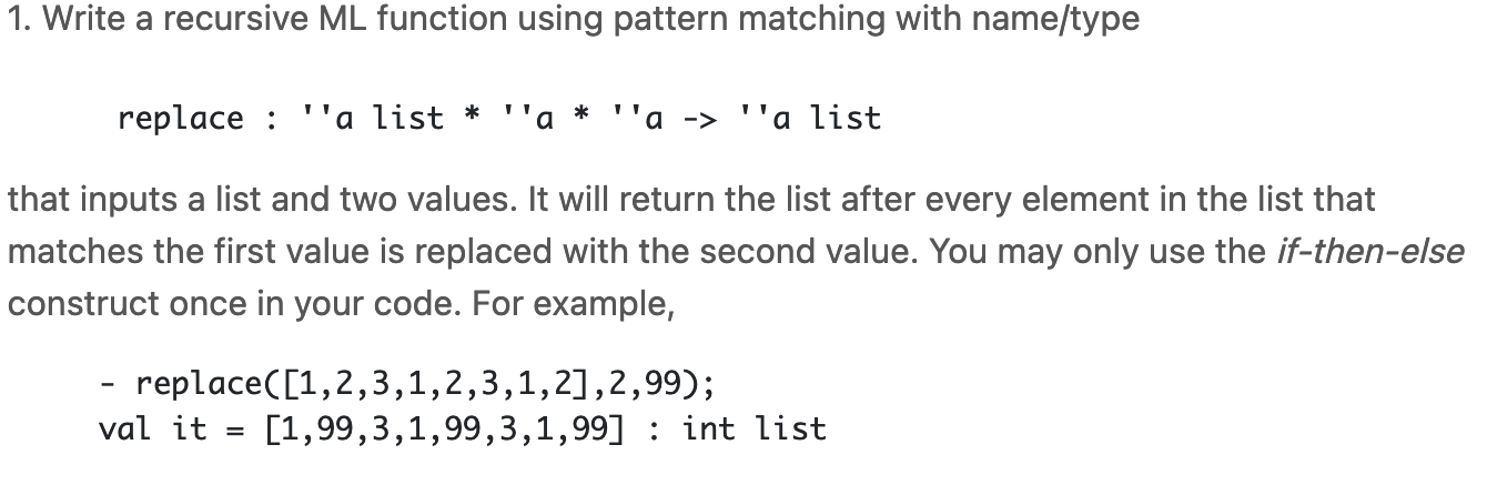 Solved Write The Function In Standard Ml Kindly Give The