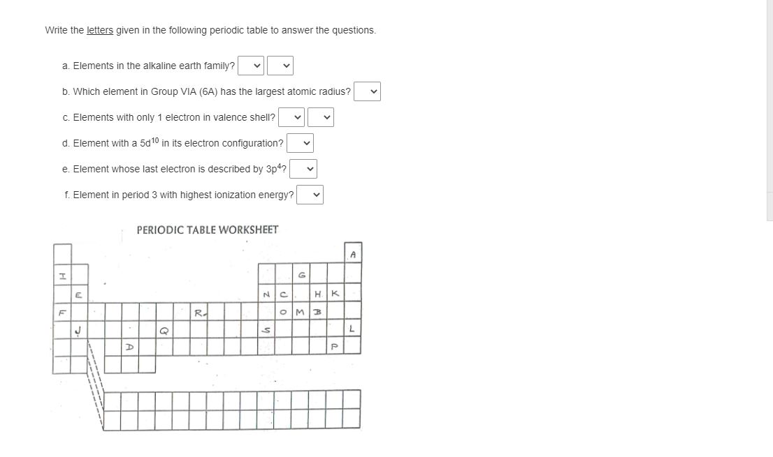 Solved Write the letters given in the following periodic | Chegg.com