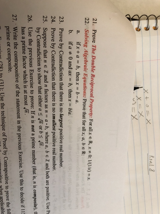 Solved Real a 21. 22. Prove The Double Reciprocal Property: | Chegg.com
