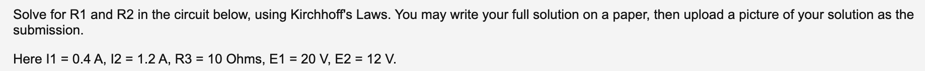 Solved Solve for R1 and R2 in the circuit below, using | Chegg.com