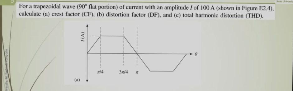 Solved For a trapezoidal wave (90° flat portion) of current | Chegg.com