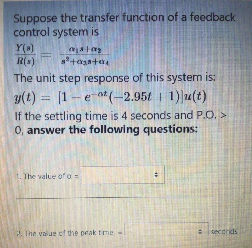 Solved Suppose the transfer function of a feedback control | Chegg.com