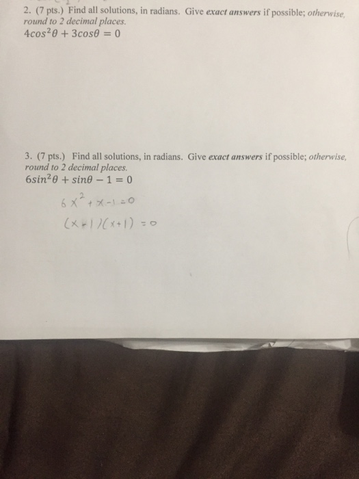 Solved Find all solutions, in radians. round to 2 decimal | Chegg.com