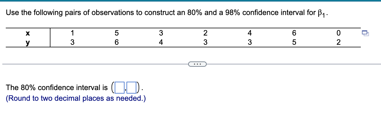 Solved A. The 80% confidence interval is (_,_)B. The 98% | Chegg.com
