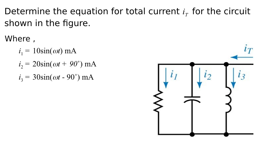 Solved Determine the equation for total current i, for the | Chegg.com