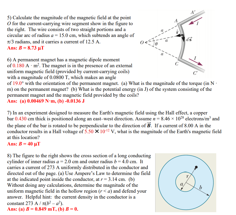 Solved 5) Calculate the magnitude of the magnetic field at | Chegg.com