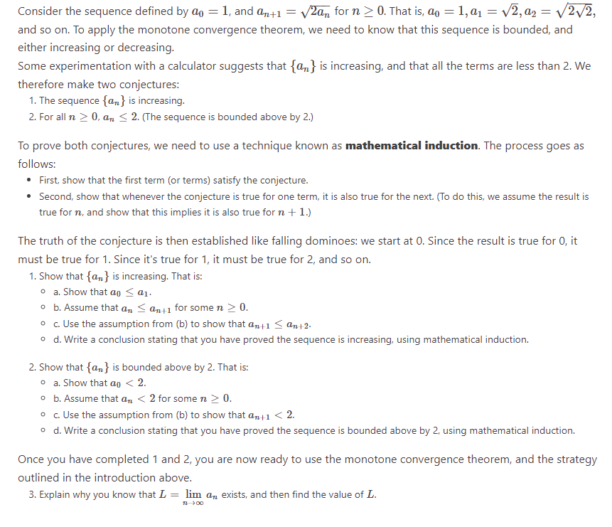 Solved Consider the sequence defined by a0=1, and an+1=2an | Chegg.com