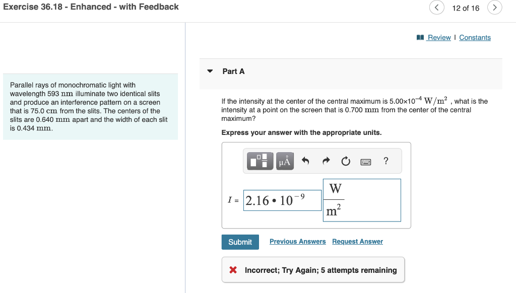 Solved Exercise 36.18 - Enhanced - with Feedback 12 of 16 I | Chegg.com