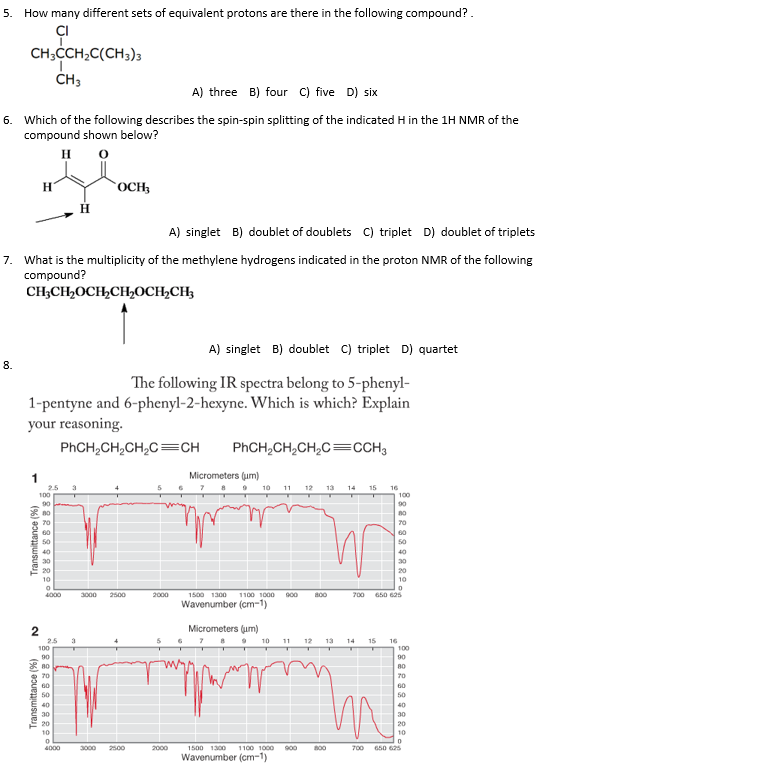 Solved 5. How many different sets of equivalent protons are | Chegg.com